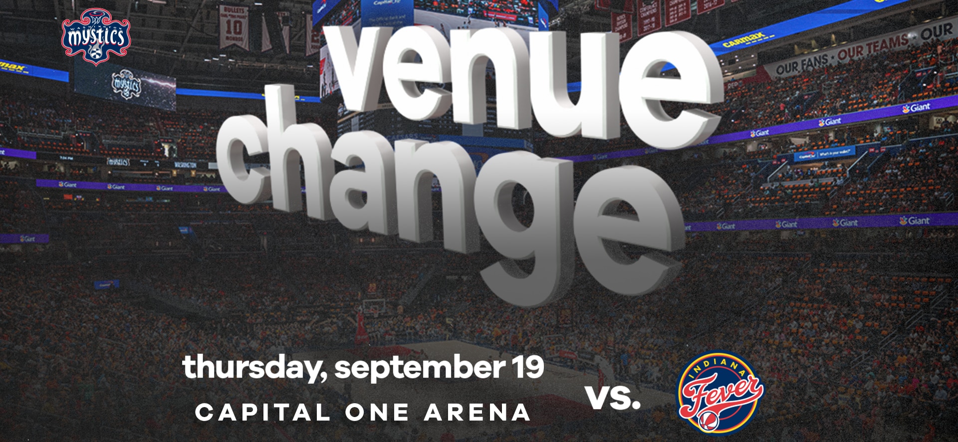 Washington Mystics to Play Indiana Fever at Capital One Arena on ...