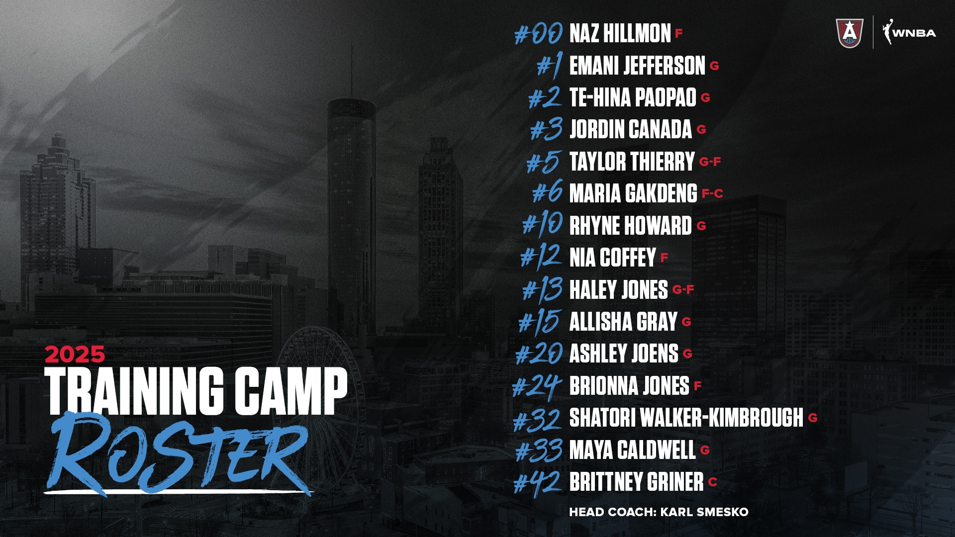 Atlanta Dream Announce 2025 Training Camp Roster