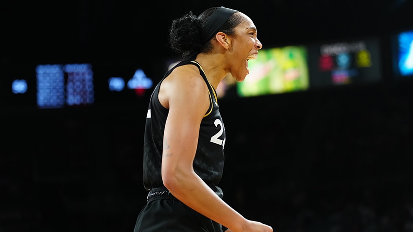 Las Vegas Aces Aja Wilson And New York Libertys Breanna Stewart